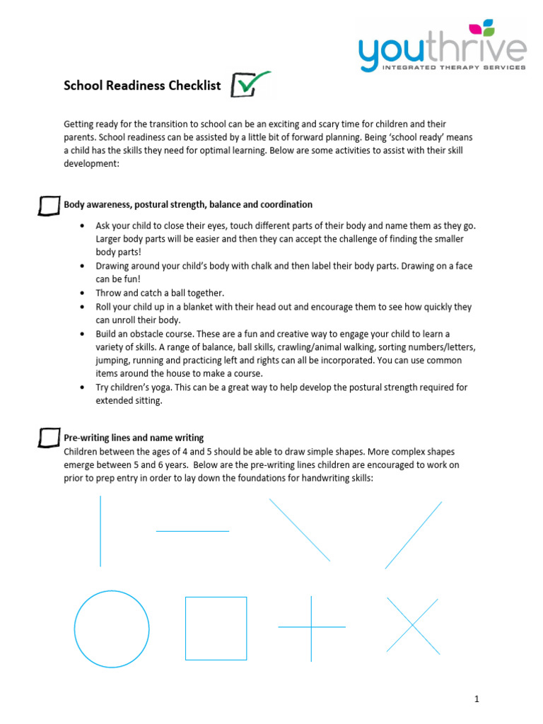 School Readiness Checklist | PDF