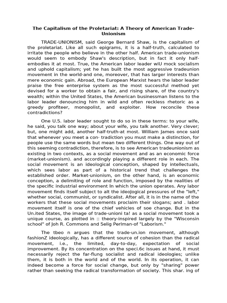 The Capitalism of The Proletariat | PDF | Cost Of Living | Labour Economics