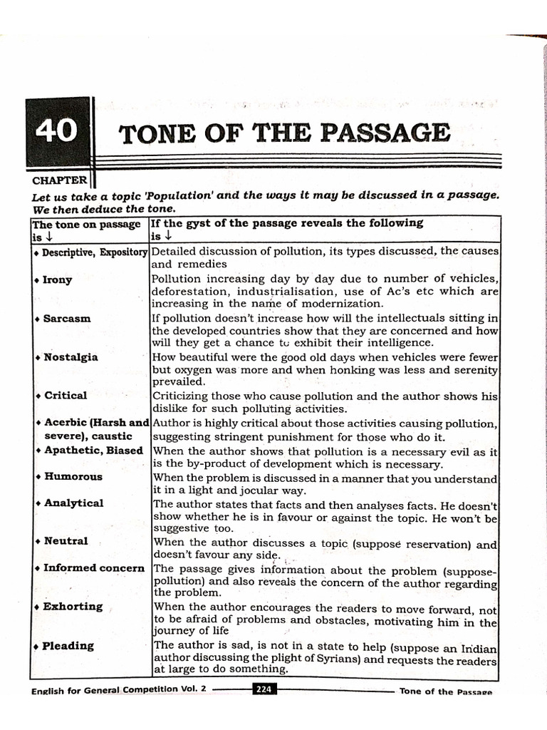 Tone of The Passage | PDF