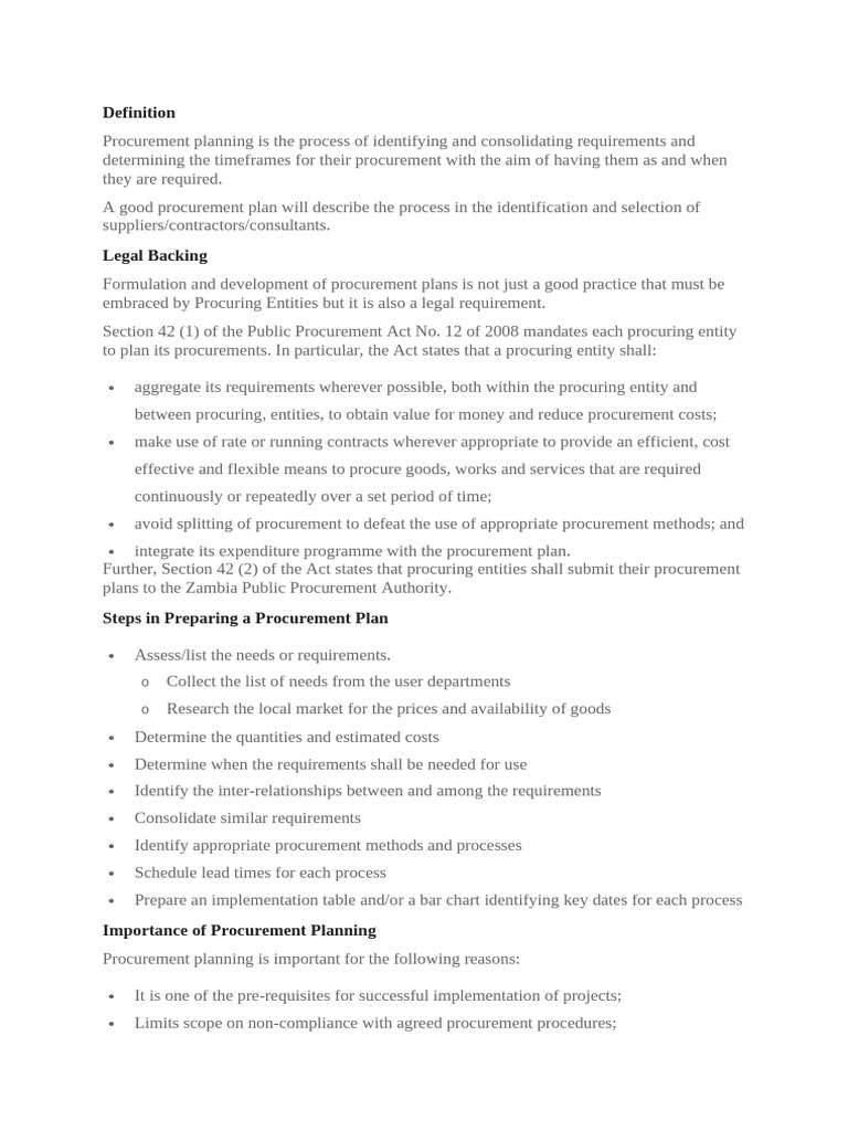 2 Procurement Planning | PDF | Procurement | Supply Chain
