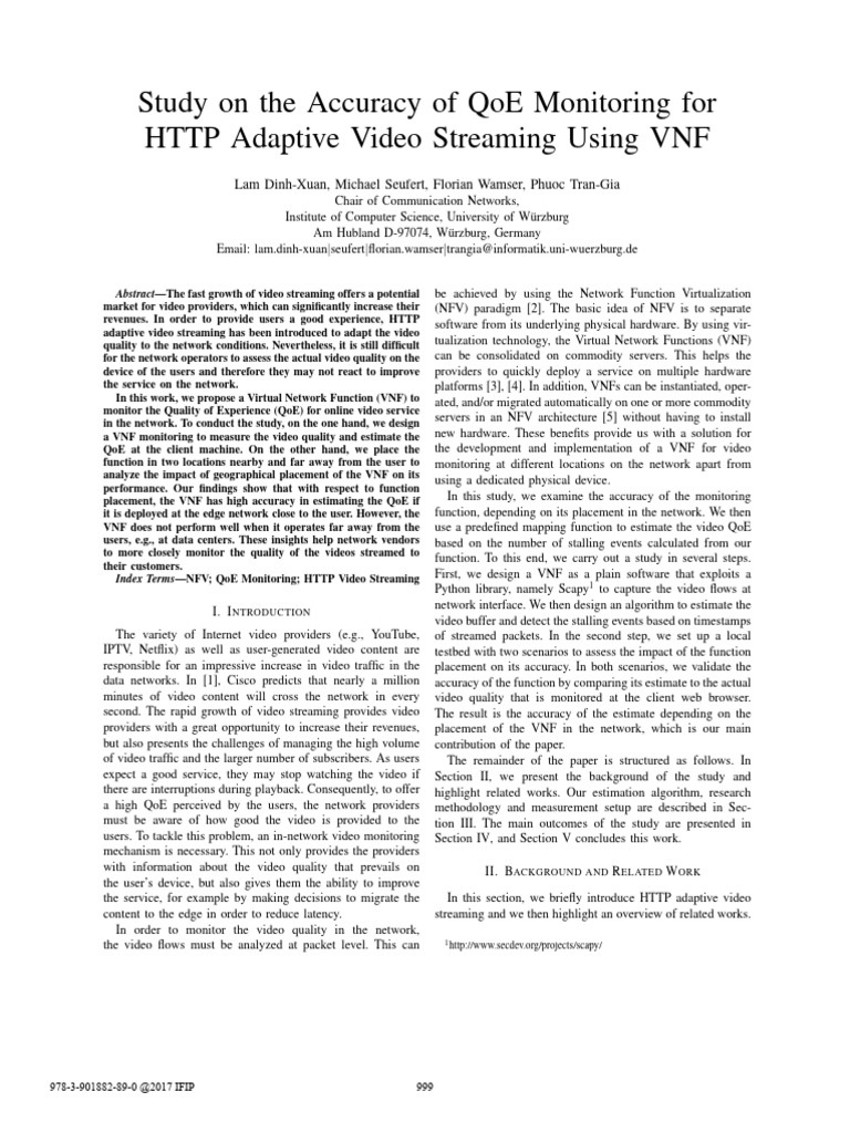 2017.Study on the Accuracy of QoE Monitoring for HTTP Adaptive Video Streaming Using VNF | PDF ...