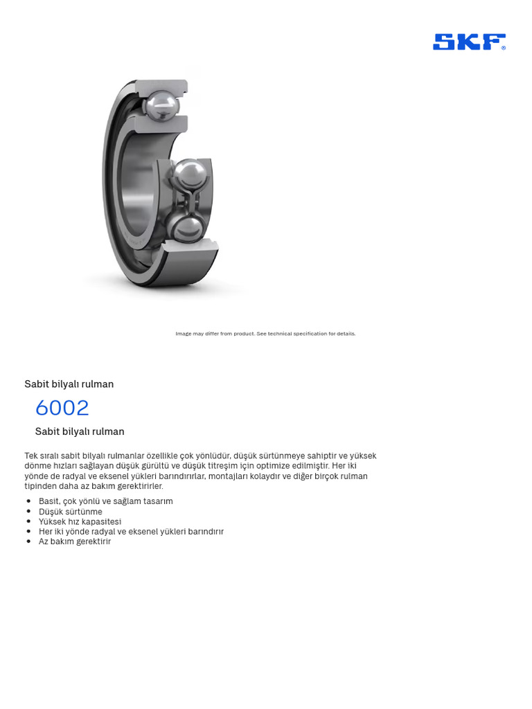 6002 - Sabit Bilyalı Rulmanlar - SKF | PDF