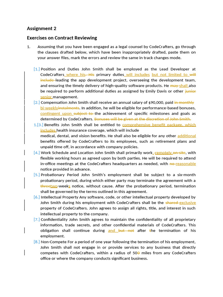 Assignment 2 - Exercises On Contract Reviewing | PDF | Mediation | Arbitration
