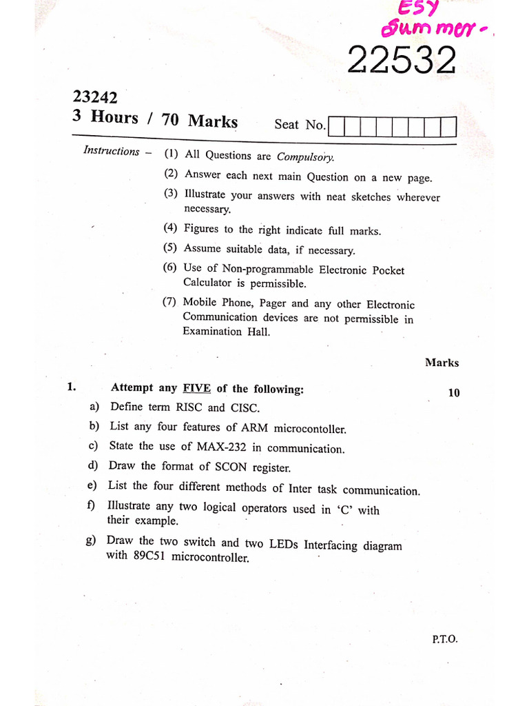 ESY Summer-24 Question Paper | PDF