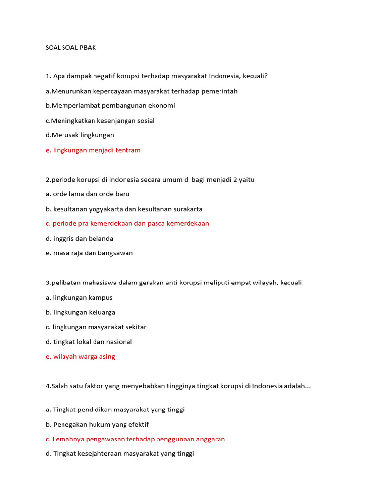 Soal Pbak | PDF