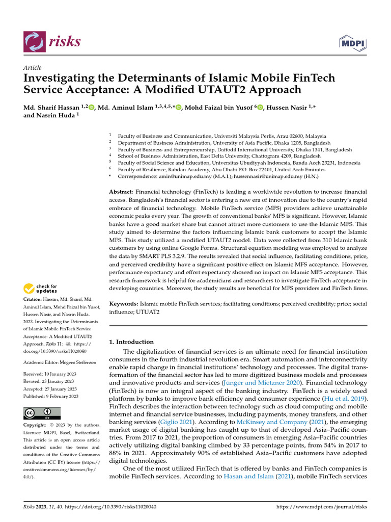 Investigating The Determinants of Islamic Mobile FinTech Service ...