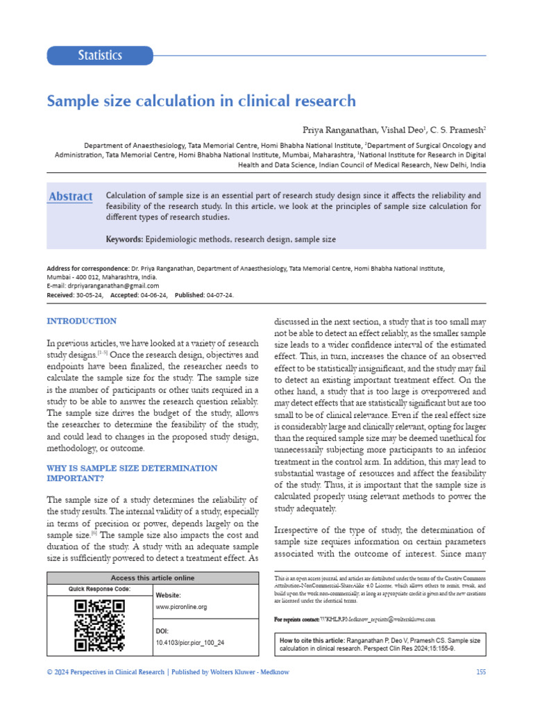 Sample Size Calculation in Clinical Research.10 | PDF | Sample Size ...