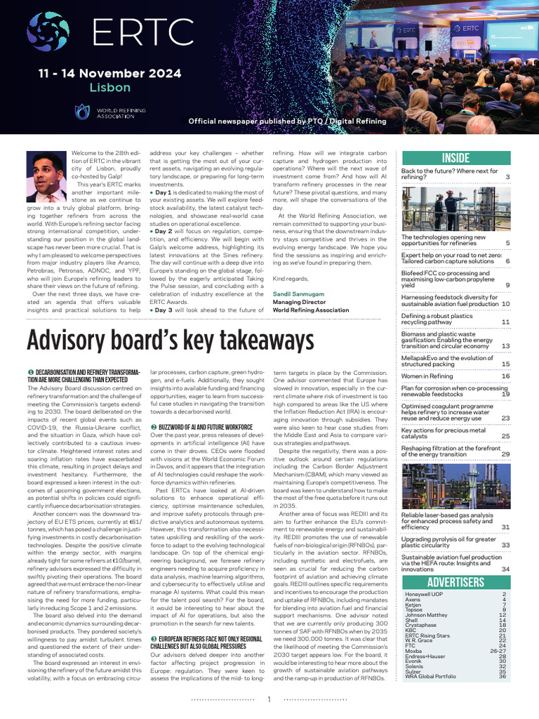ERTC 2024 Conference Newspaper | PDF | Oil Refinery | Climate Change ...