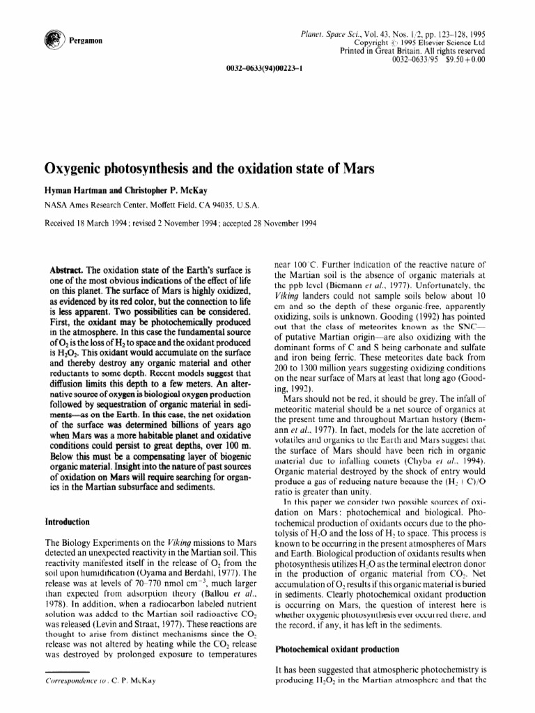 1 s2.0 003206339400223E Main | PDF | Mars | Earth