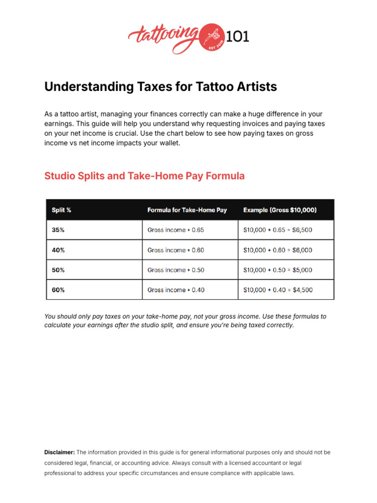 Understanding Taxes For Tattoo Artists | PDF