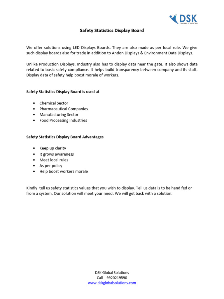 Safety Statistics Display Boards | PDF
