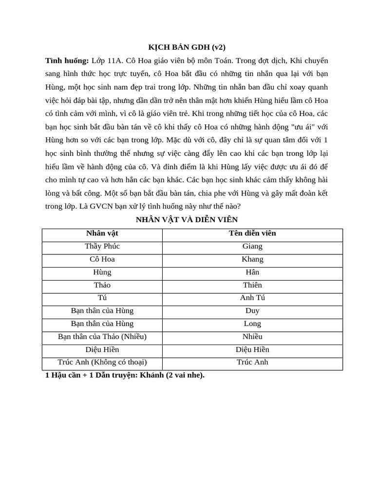 Kịch Bản GDH v2 | PDF