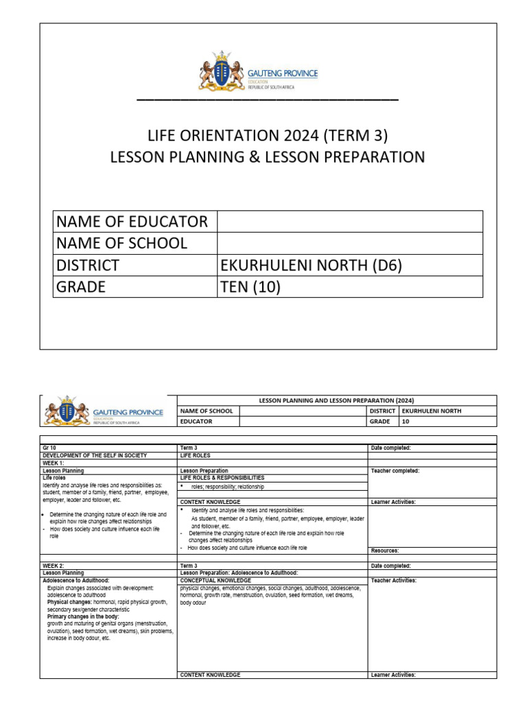 Grade 10 Life Orientation Guide | PDF | Adolescence | Lgbt
