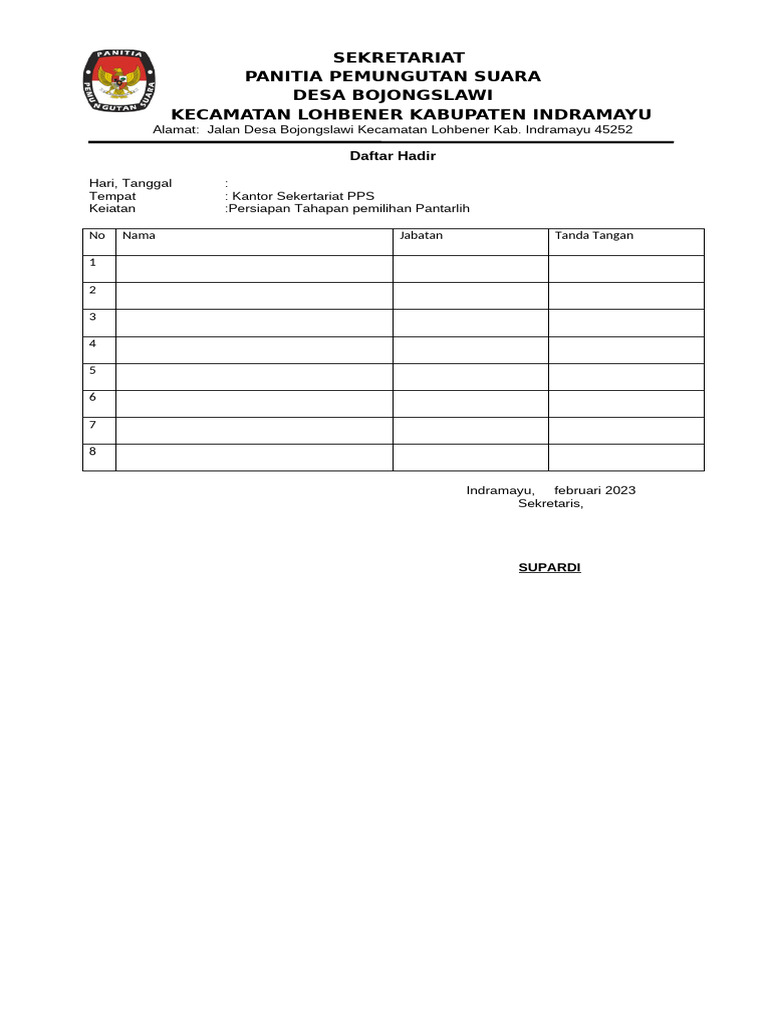 Daftar Rapat PPS | PDF