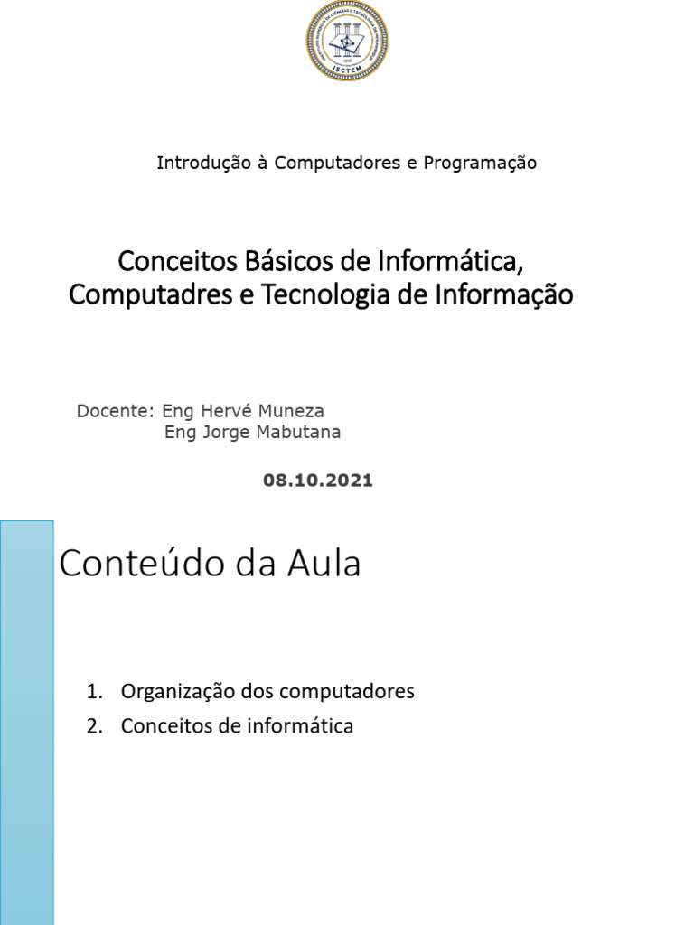 02. Conceitos Básicos de Informática, Computadres e Tecnologia de ...