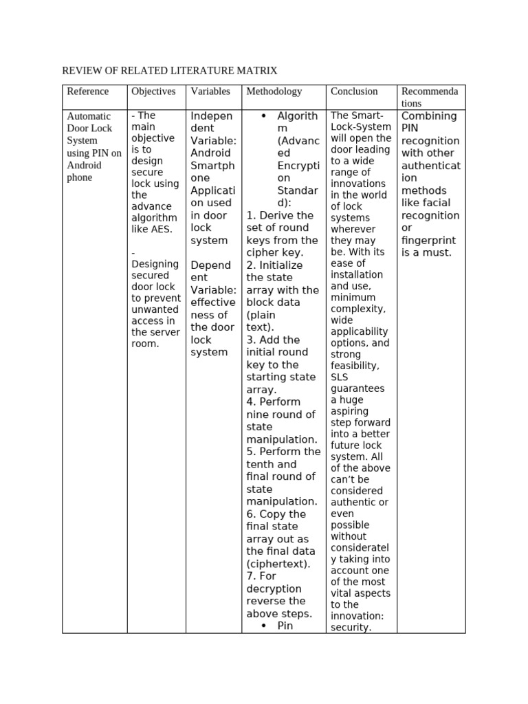 Review of Related Literature Matrix | PDF | Bluetooth | Android ...
