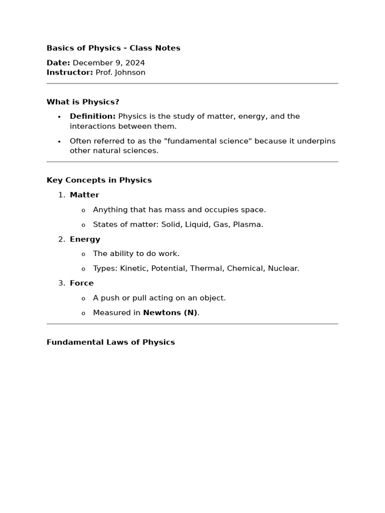 Introduction to Basic Physics Concepts | PDF