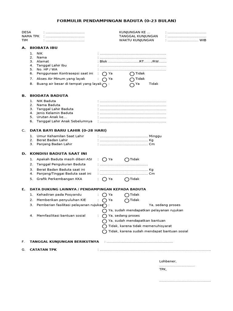 Formulir Baduta | PDF