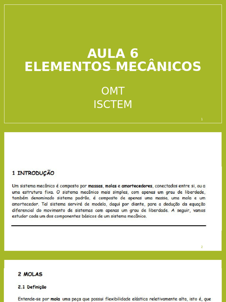 Aula 6 - Elementos Mecânicos | PDF