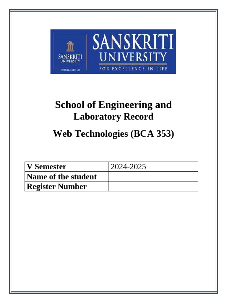 Laboratory Record - Web technologiess | PDF | Computing | Software Engineering