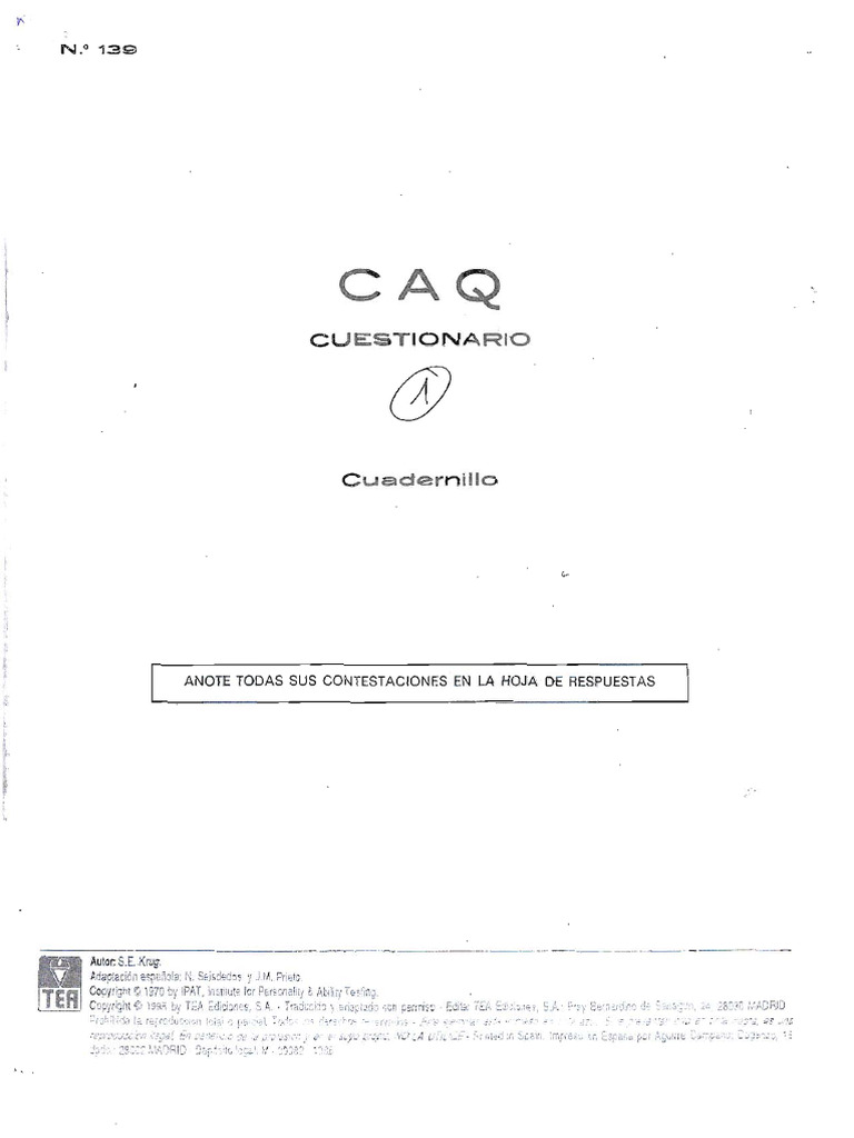CAQ Questionario 1 | PDF