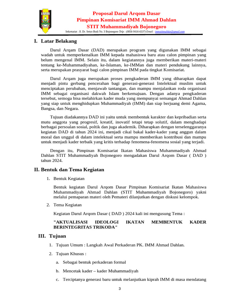 Proposal Dad PK - Ahmad Dahlan 2024 | PDF