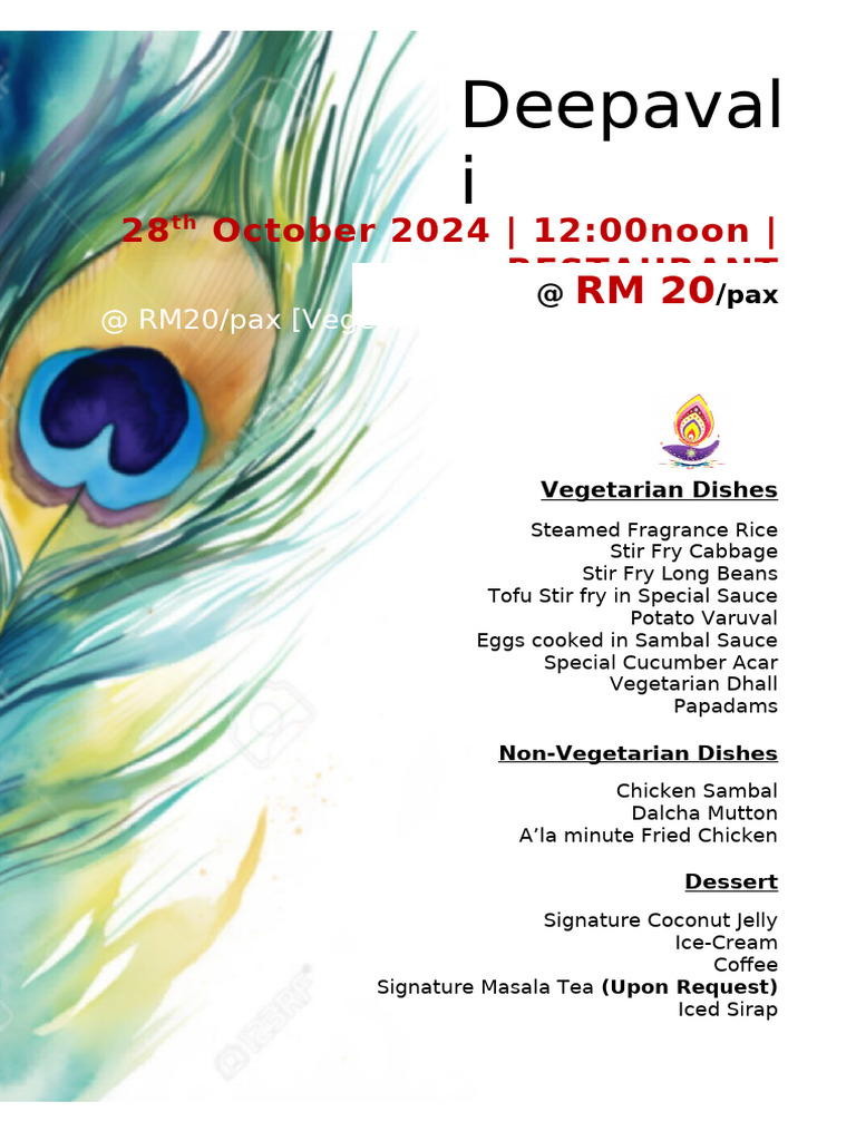 Deepavali Lunch Menu 2024 | PDF