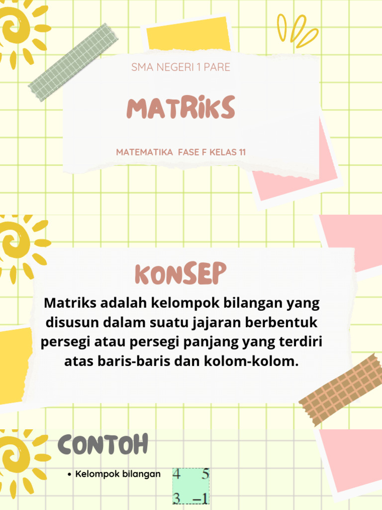 1. konsep matriks, macam''matriks & kesamaan matriks | PDF
