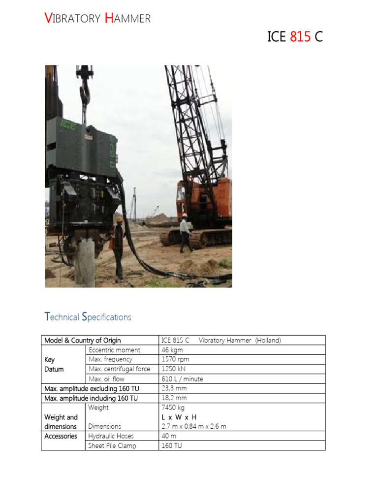 ICE 815 C Vibro Hammer Specs | PDF