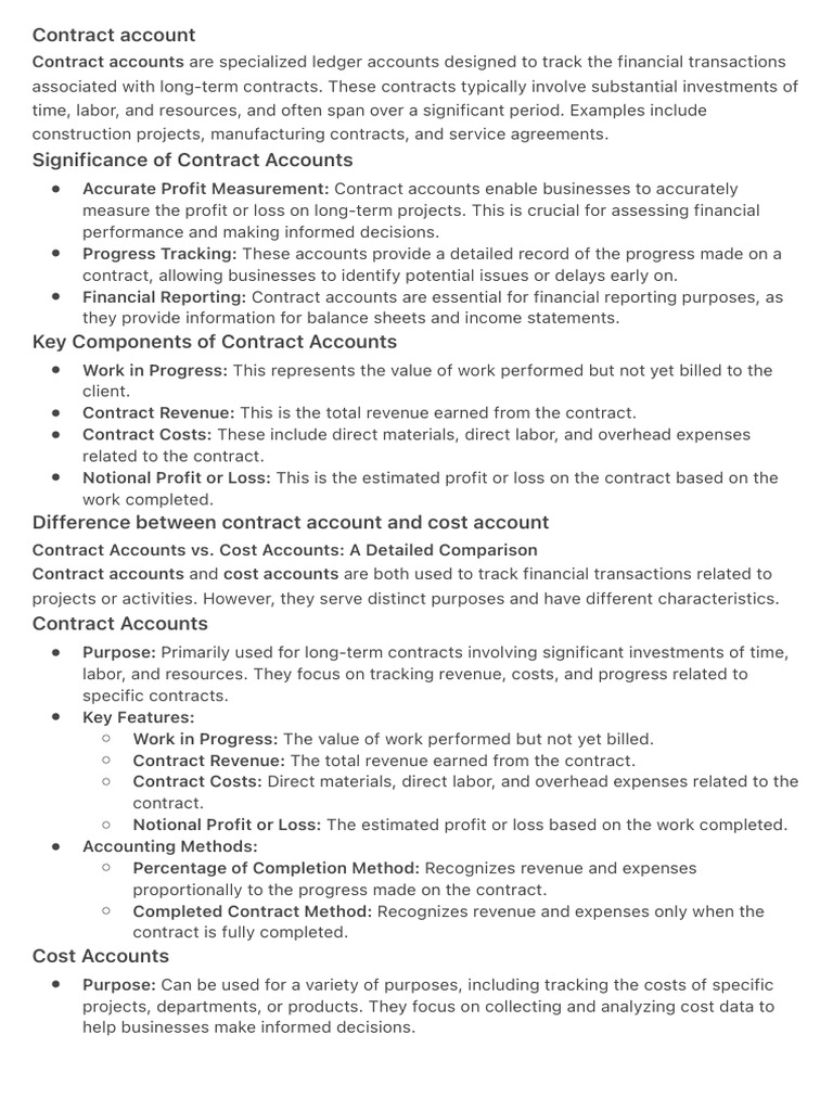 Contract Account | PDF | Risk Management | Financial Statement
