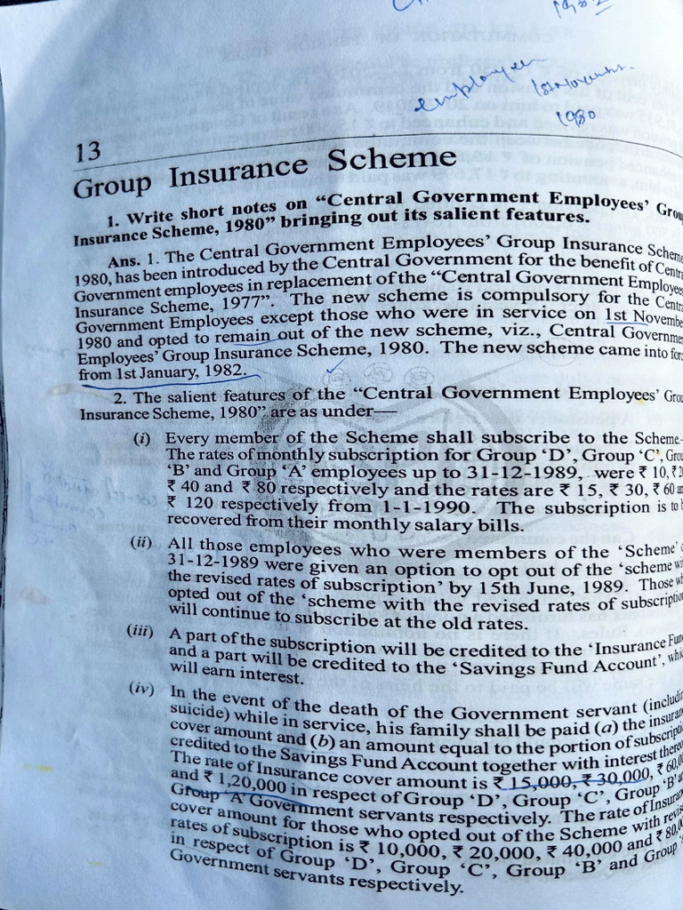 Group Insurance Scheme | PDF