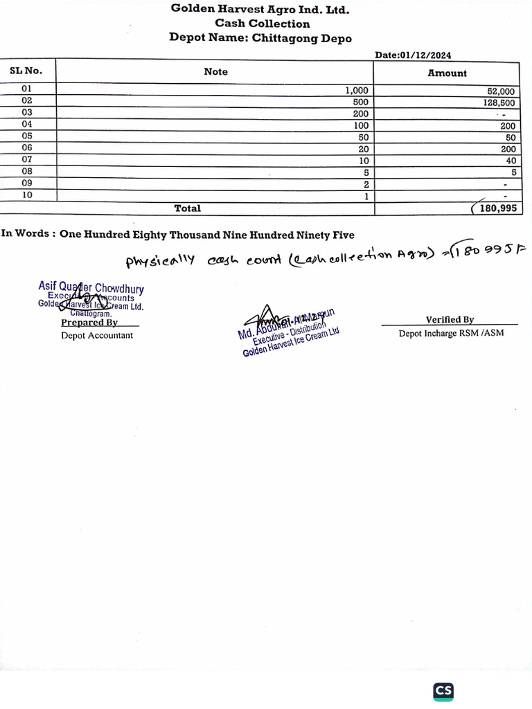 Cash Count File | PDF