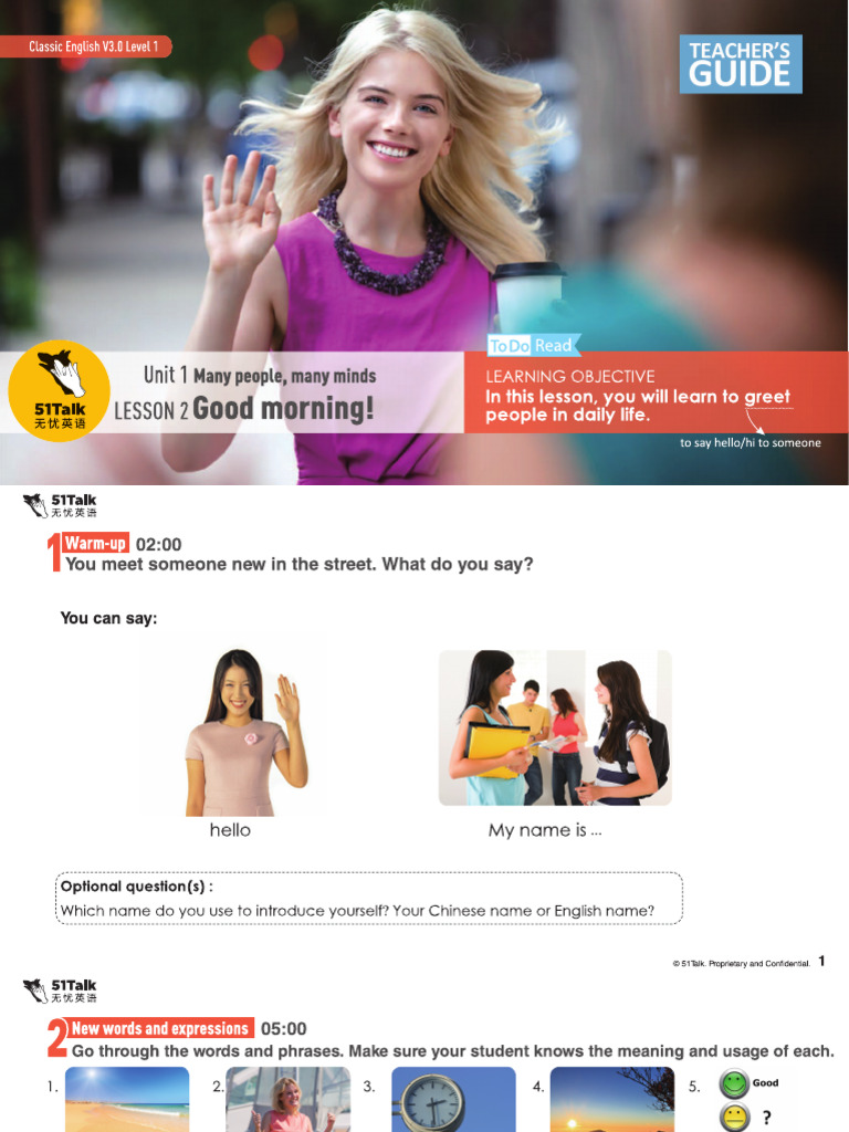 Good Morning! (L1) | PDF