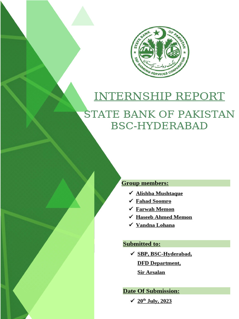 Internship Report: State Bank of Pakistan | PDF | Bonds (Finance) | Cheque