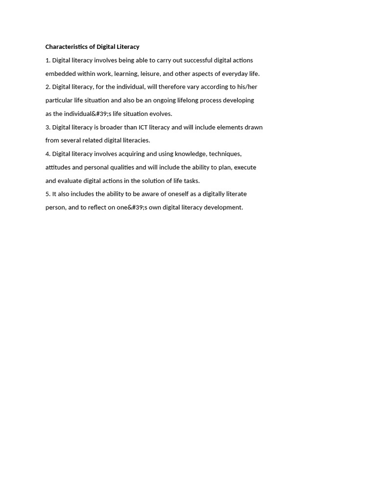 Characteristics of Digital Literacy | PDF