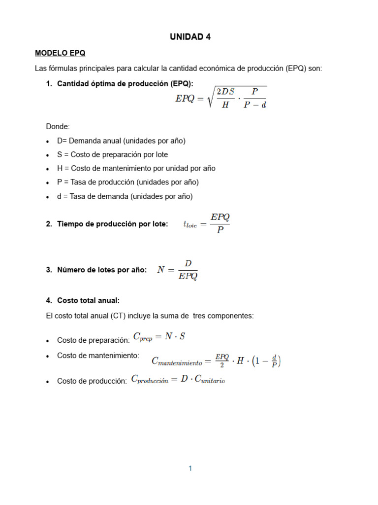 Modelo Epq y QR Ejercicios - U4 | PDF | Inventario | Análisis de sistemas