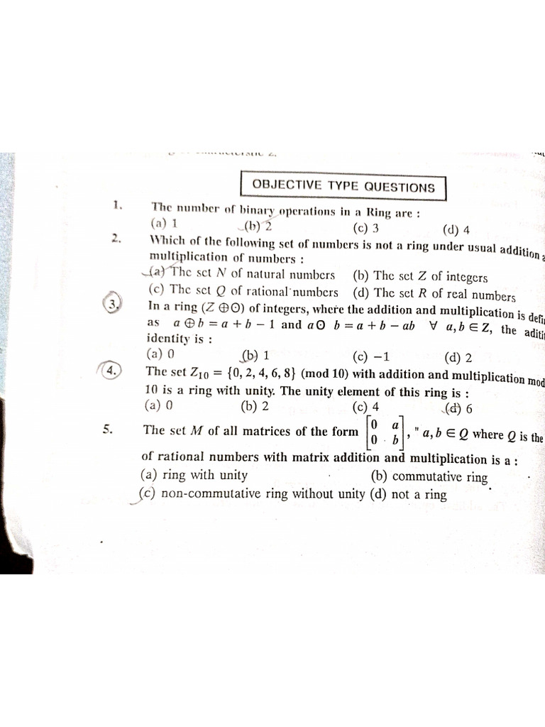 Ring Theory & Linear Algebra (MCQ) | PDF