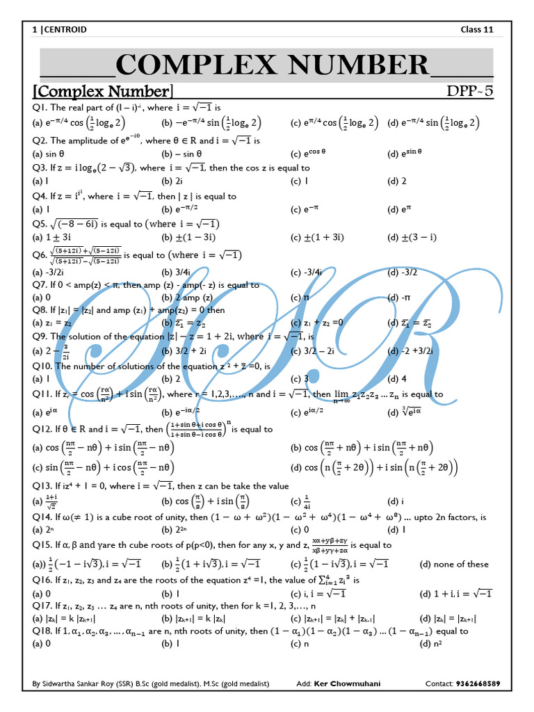 COMPLEX NUMBER (DPP-5) - Class 11 - 241205 - 022958 | PDF