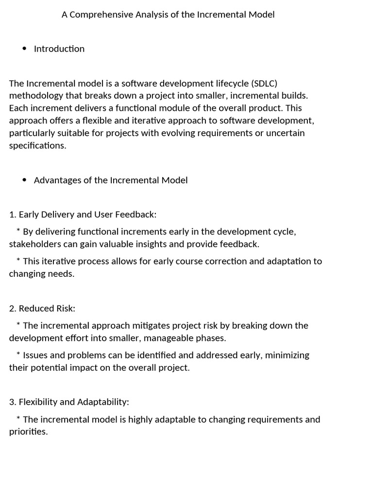 A Comprehensive Analysis of The Incremental Model | PDF | Software Development Process ...