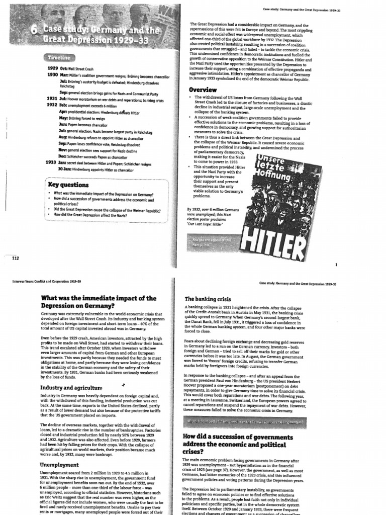 CH 6 Case Study - Germany and The Great Depression 1929-33 | PDF