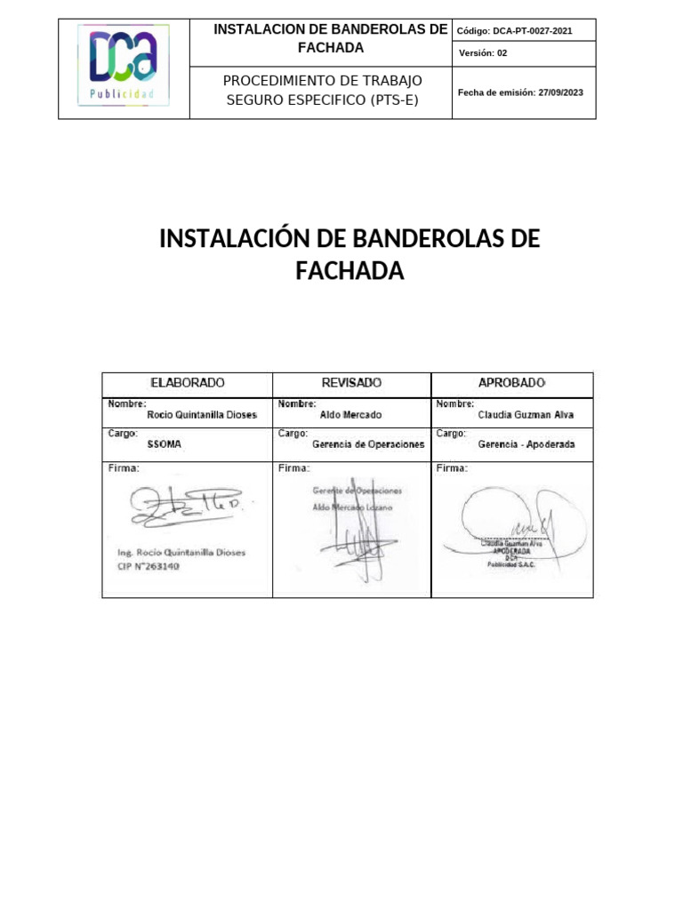 Instalación Segura de Banderolas | PDF | Riesgo