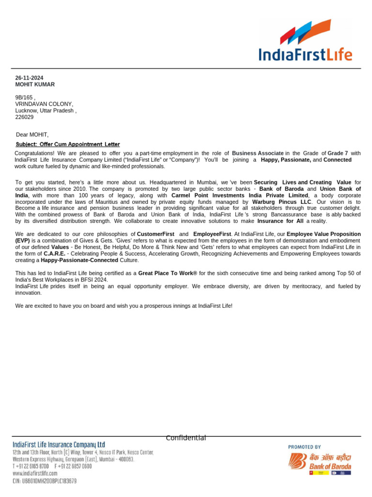 fccc0f Offer Letter 20241126 170505 | PDF | Employment | Salary