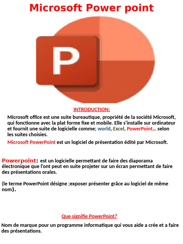 Guide d'utilisation de Microsoft PowerPoint | PDF | Microsoft ...