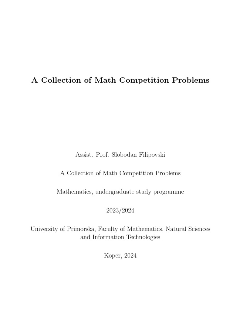 A Collection of Math Competition Problems | PDF | Matrix (Mathematics ...