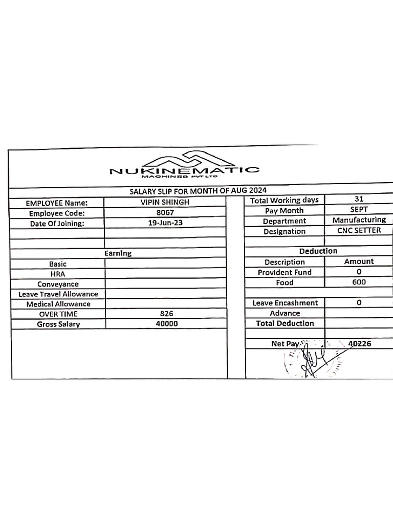 August Payslip | PDF