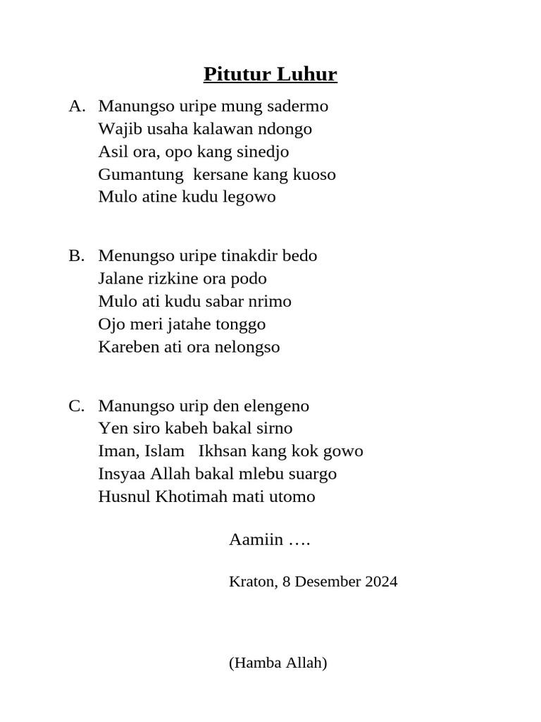Pitutur Luhur - Mbah Kastur | PDF