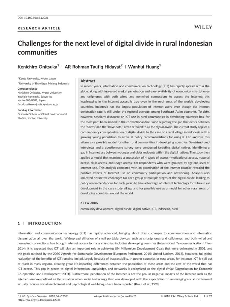 E J Info Sys Dev Countries - 2018 - Onitsuka - Challenges For The Next ...