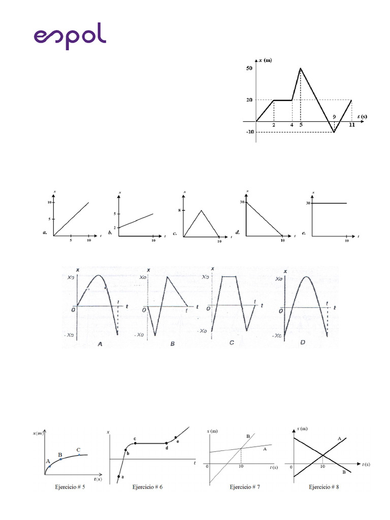 Hoja de trabajo No 9 - Cap_3-Cinemática 1D_Gráficas | PDF | Velocidad | Aceleración
