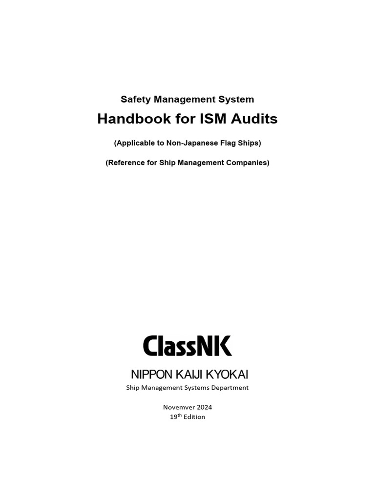 Handbook For ISM Audits NK | PDF | Audit | Tonnage