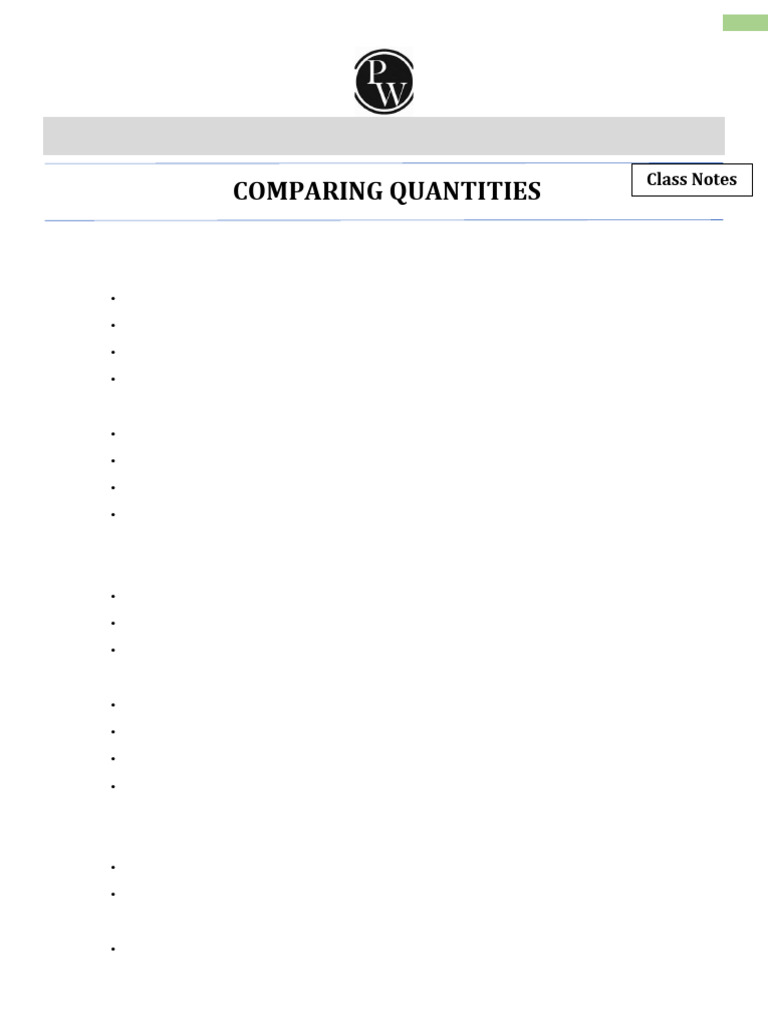 Comparing Quantities _ Short Notes | PDF | Interest | Prices